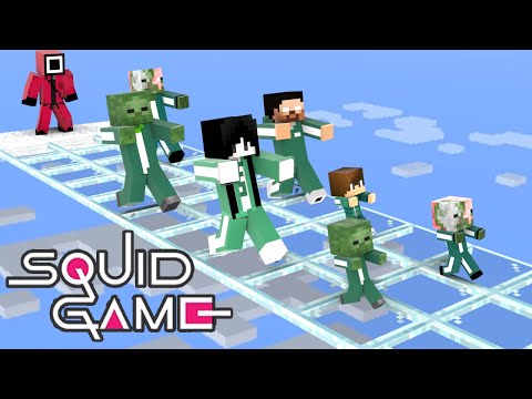 SQUID GAME GLASS BRIDGE CHALLENGE - Sad Story - Minecraft Animation