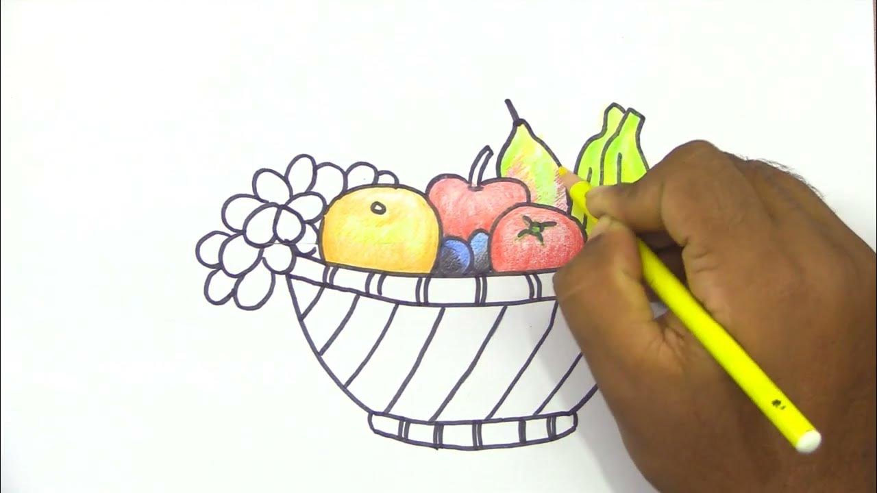 How to Draw Easy Fruit Basket for Beginners step by step || ফলের ঝুড়ি ...
