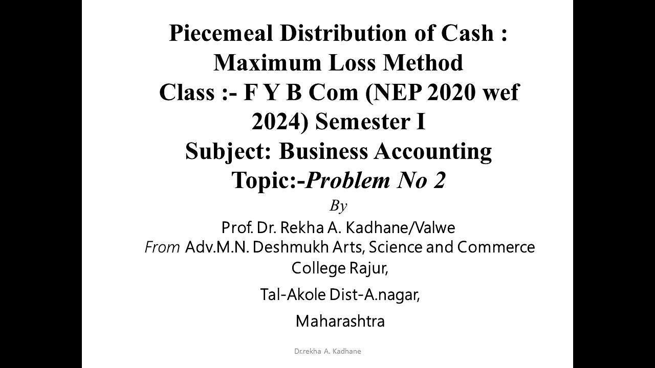 Maximum Loss Method Problem no 2,F Y B Com NEP 2024, Business ...