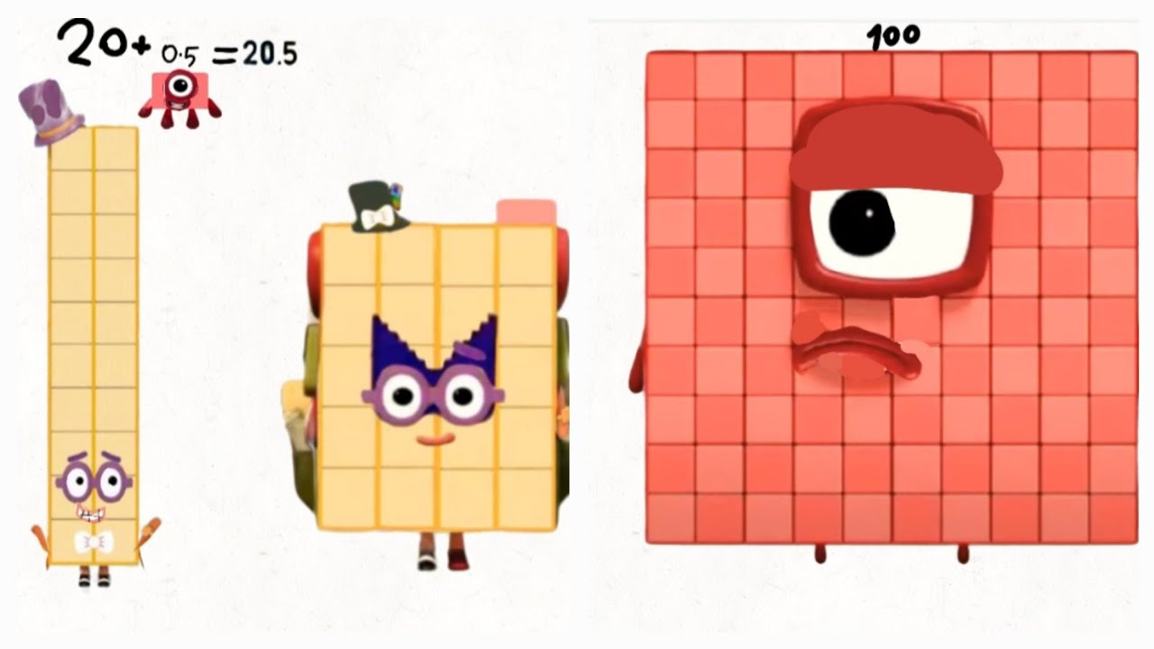 Numberblocks Halves 20½ to 100 - YouTube
