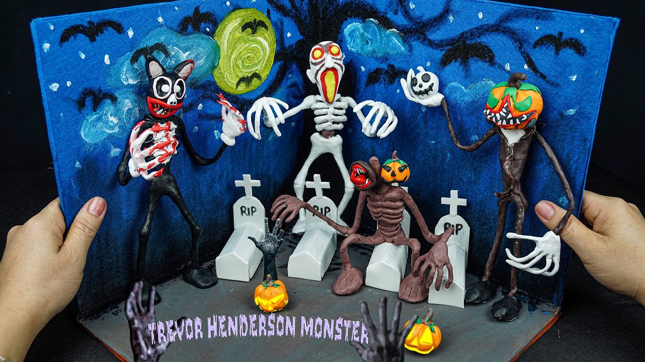 All Scary TREVOR HENDERSON Monsters In Halloween Night With Clay 1001 ...