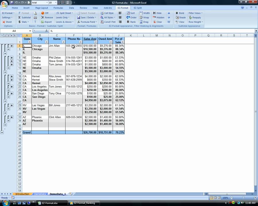 Ranking Subtotaled Data by Subtotal Amounts - YouTube