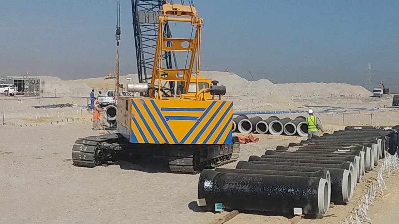 Pipe Unloading Process Al Zour Kuwait - YouTube