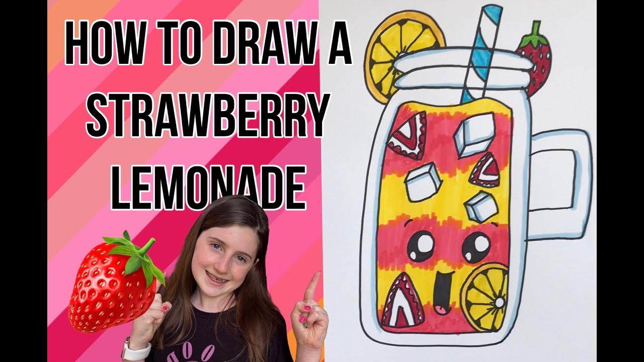 How to Draw a Delicious Strawberry Lemonade Step-by-Step | Easy Art ...
