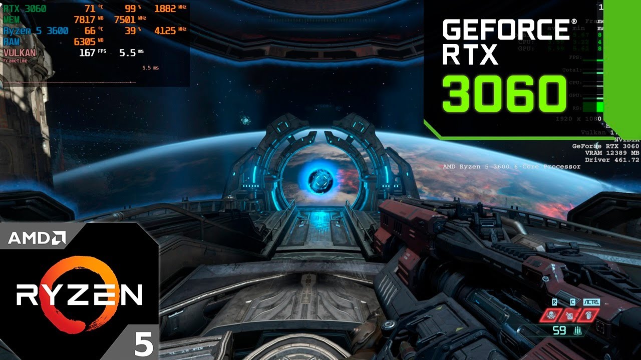 Doom Eternal : RTX 3060 12GB + Ryzen 5 3600 (Ultra Graphics) 1440p ...