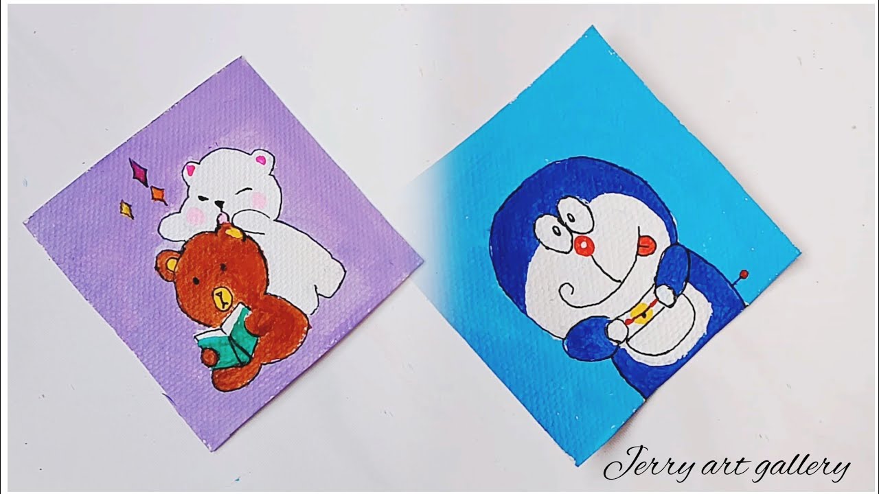 Cartoon art acrylic colour tutorial || Doraemon acrylic painting step ...