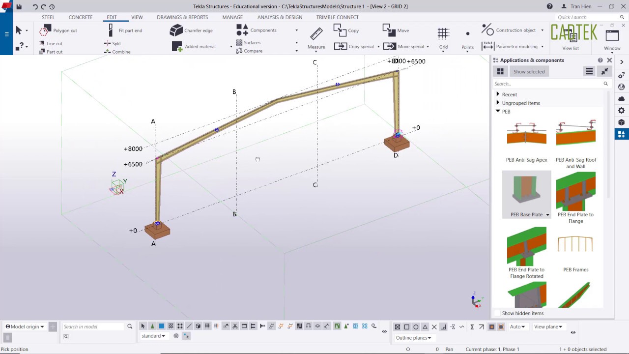 PEB BASE PLATE - TEKLA 2019I - YouTube