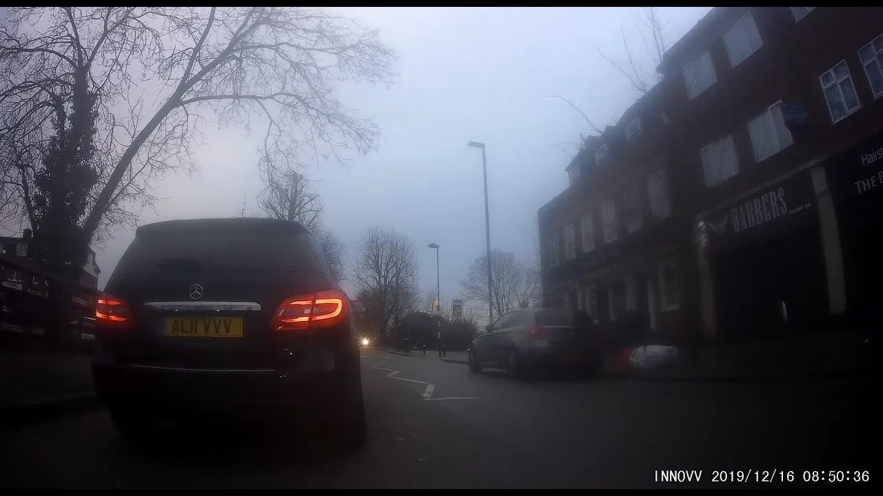 Mercedes driver speeding while overtaking me on a 20mph street - YouTube