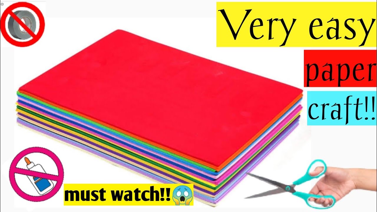 Easy paper craft|Paper craft without glue|Diy paper pencil box no glue ...