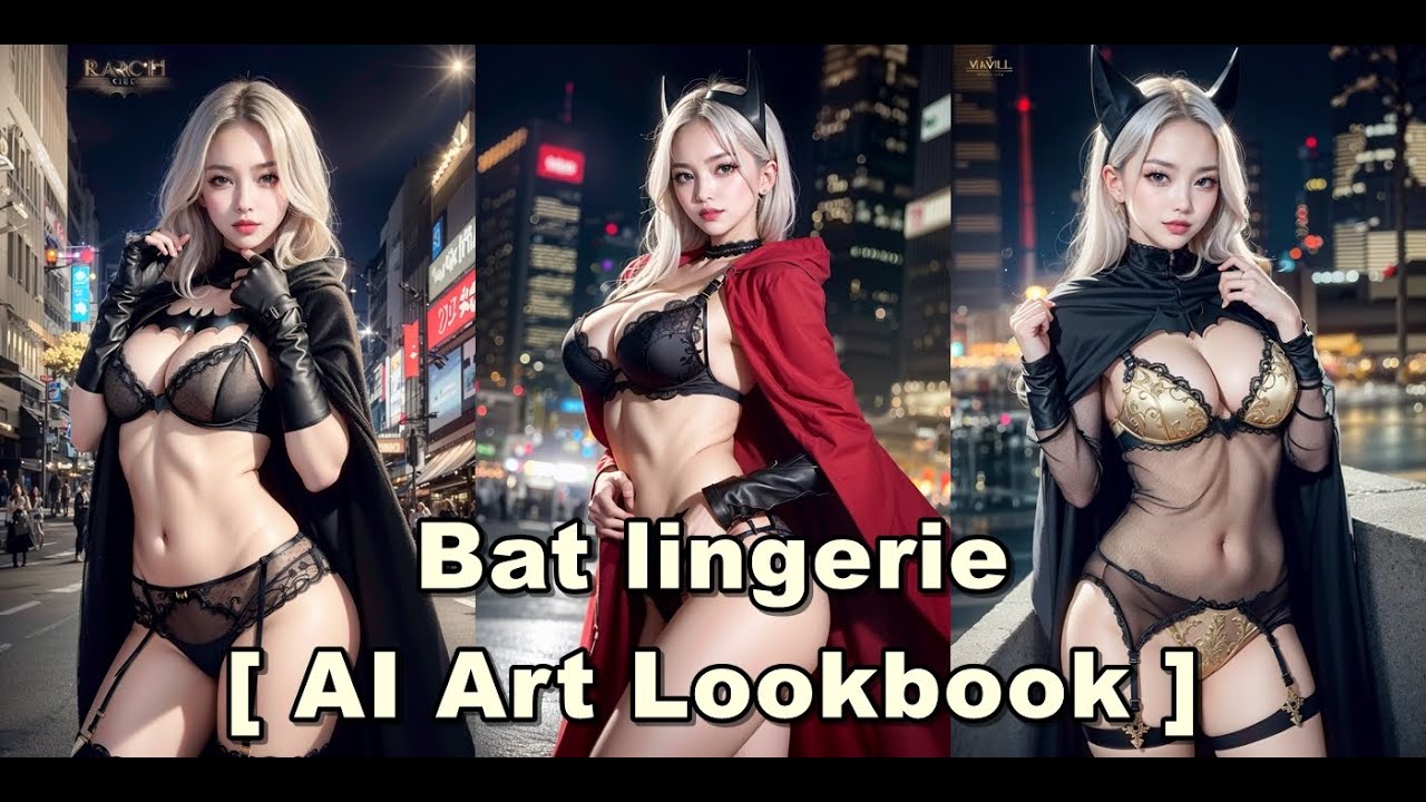 Black Bat Lingerie Fashion Show AI Black Cloak | AI underwear | AI Lookbook | AI Art Lookbook ...