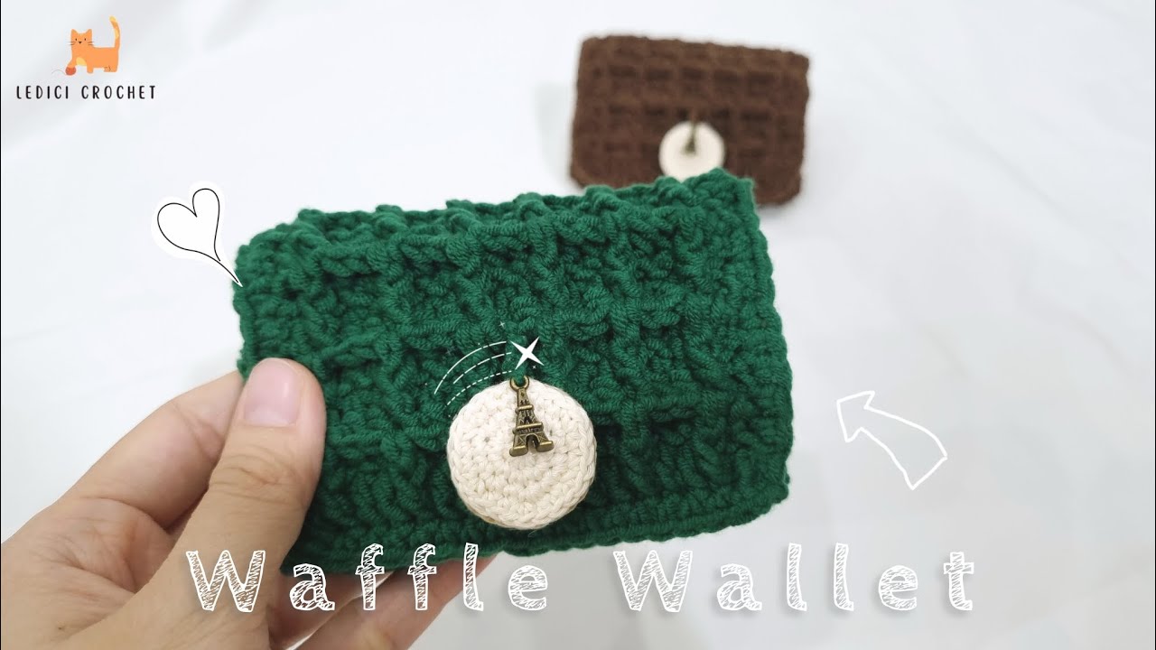 Waffle Wallet for holding cards | LEDICI CROCHET 🐱 #wafflestitch # ...