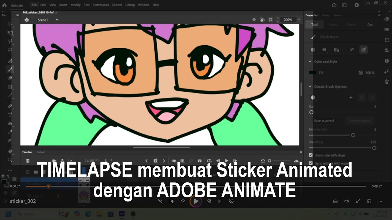 timelapse tutorial bikin Sticker | 2D animasi | Mas Be chibi - YouTube