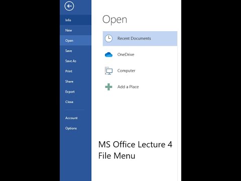 MS Word (Microsoft Office) Lecture 4 File Menu - YouTube