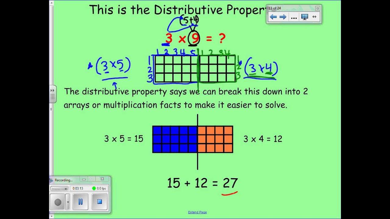 Distributive Property Partitioning Arrays - YouTube