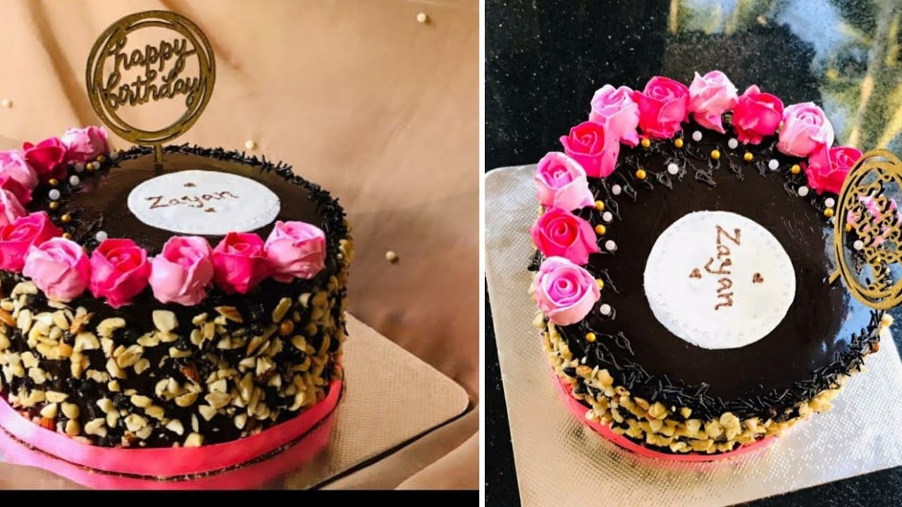chocolate truffle nuts cake designing🎂#cake#designing - YouTube