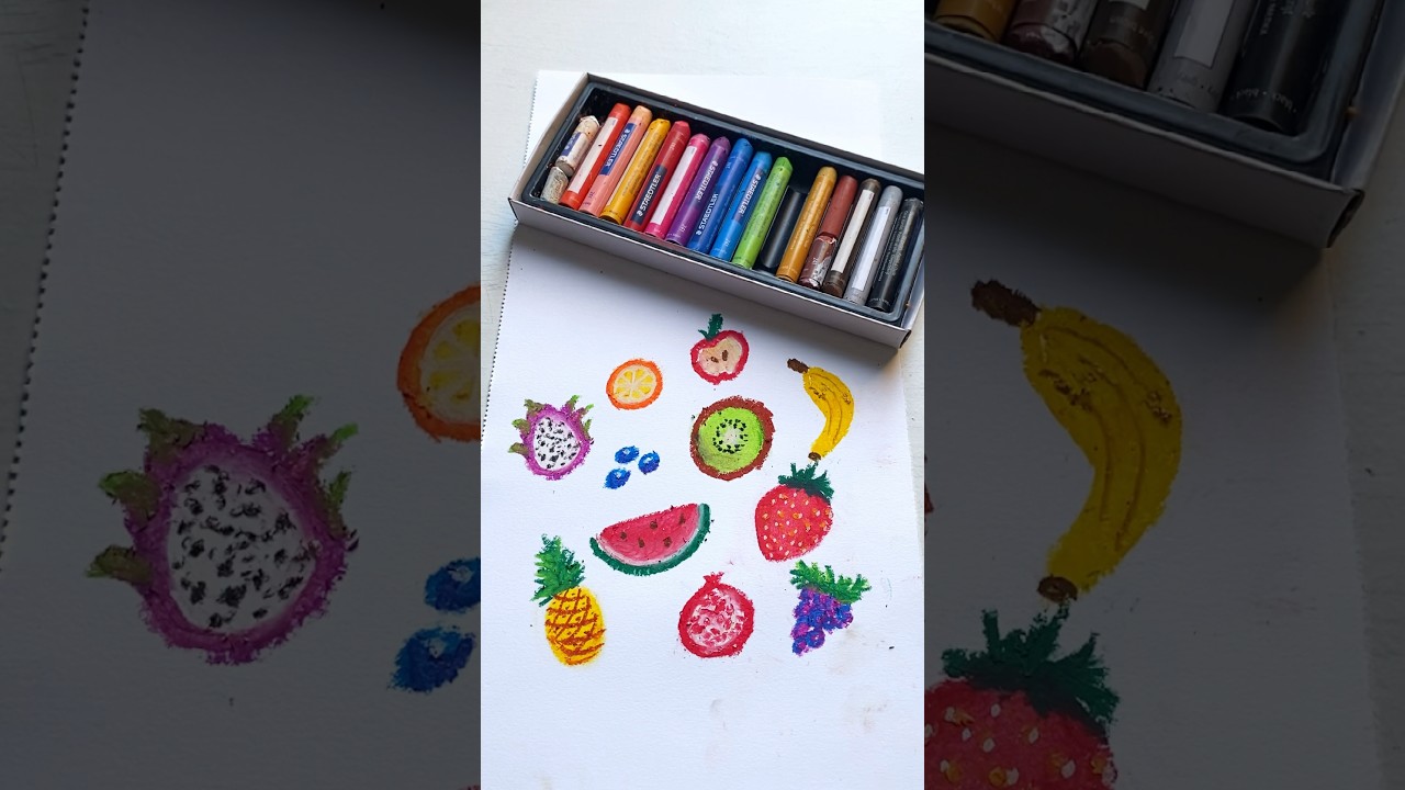 Drawing fruits with oil pastels. Quick and easy oil pastel drawing ...