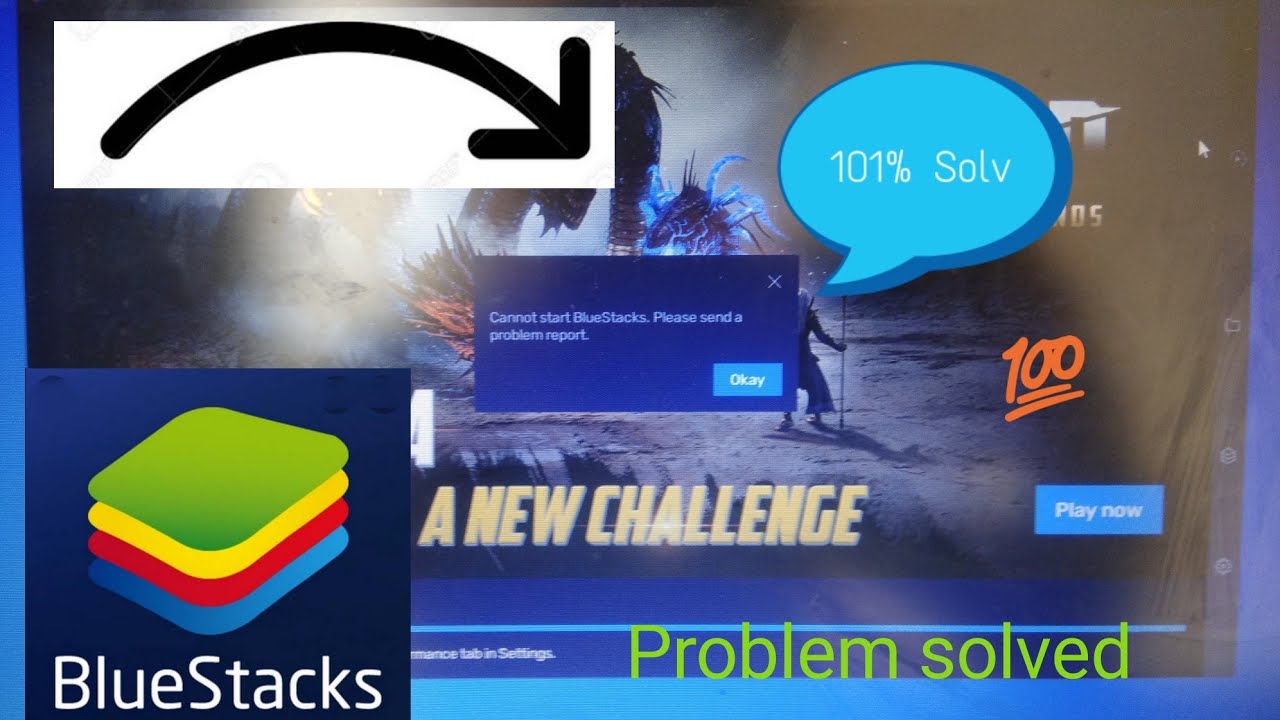 Cannot start BlueStacks send a problem report BlueStacks problem solved ...