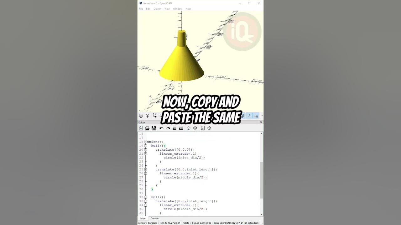 OpenScad: Create a Funnel #3dprinting #openscadtutorial #openscad - YouTube