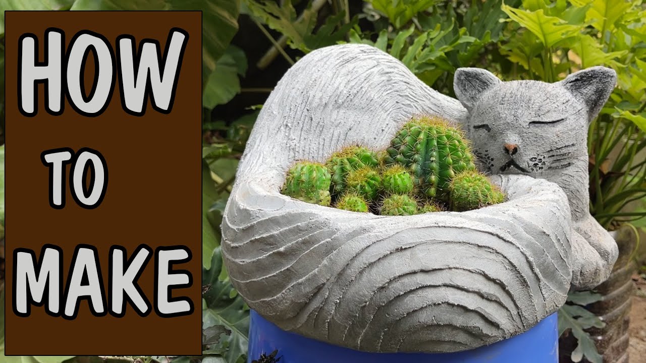 Wow ️ Cute Cat Concrete Flower Pot ️ Creative DIY Planters for Your ...