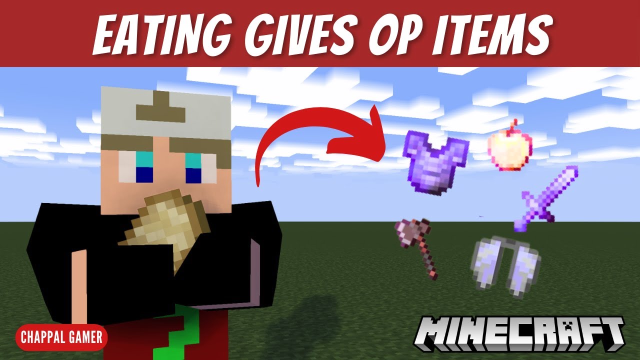 Minecraft But Eating Gives OP Items | Minecraft | MOD - YouTube