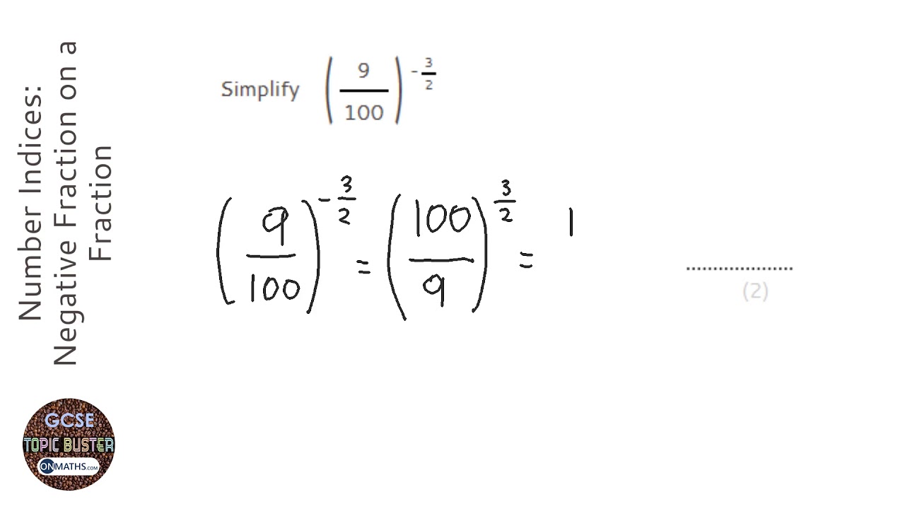 Number Indices Negative Fraction On A Fraction Grade 7 OnMaths
