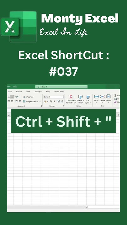 037 Excel Shortcut To Boost Your Productivity Shorts Exceltip Youtube