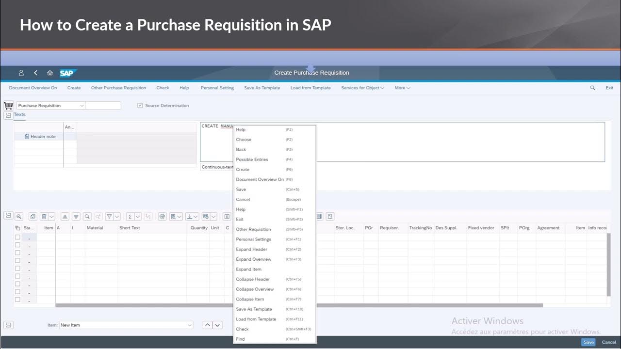 GU SAP FIORI How to Create a Purchase Requisition in SAP - YouTube