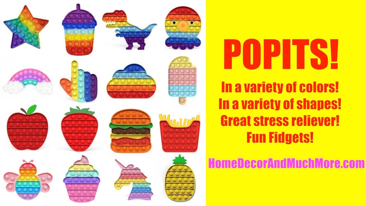 Popits / Fidgets In a Variety of Shapes, Colors and Sizes - YouTube