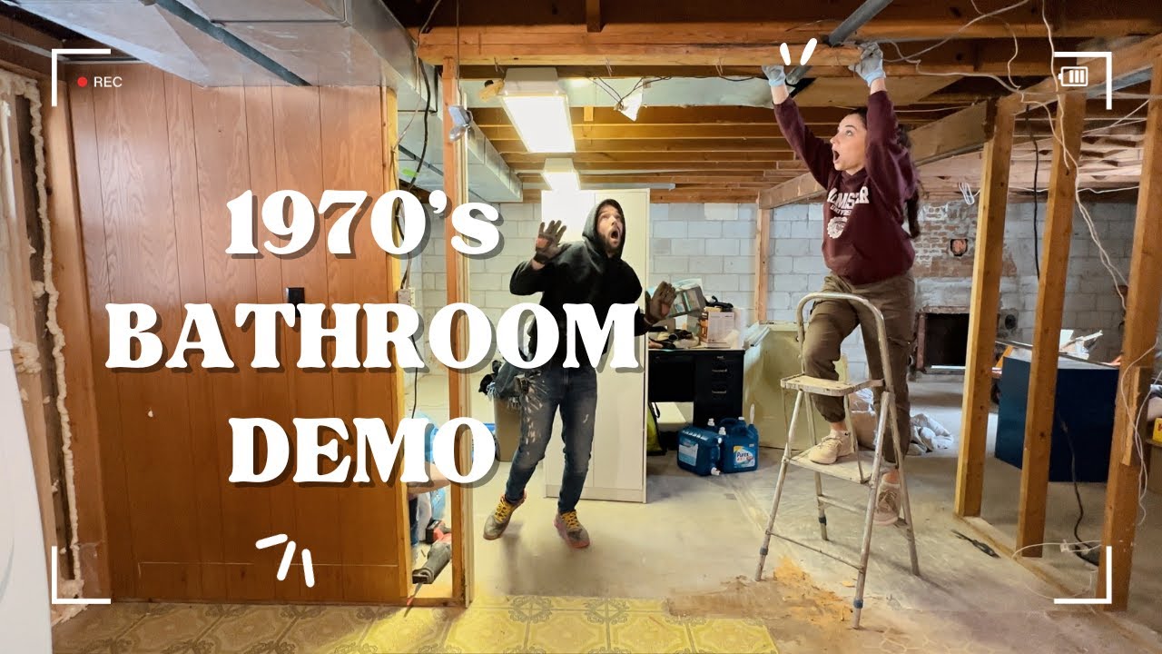 BYE BYE scary basement bathroom 😶 | BASEMENT RENOVATION ep 2 - YouTube