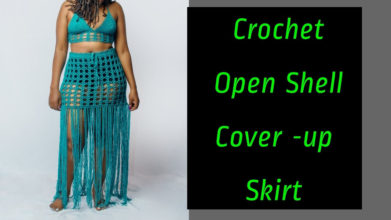 Crochet Open Shell Cover up Skirt with Fringes/Tassels - YouTube