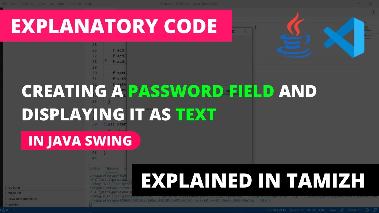 Creating a Password Field and Displaying its Text | Java Swing ...