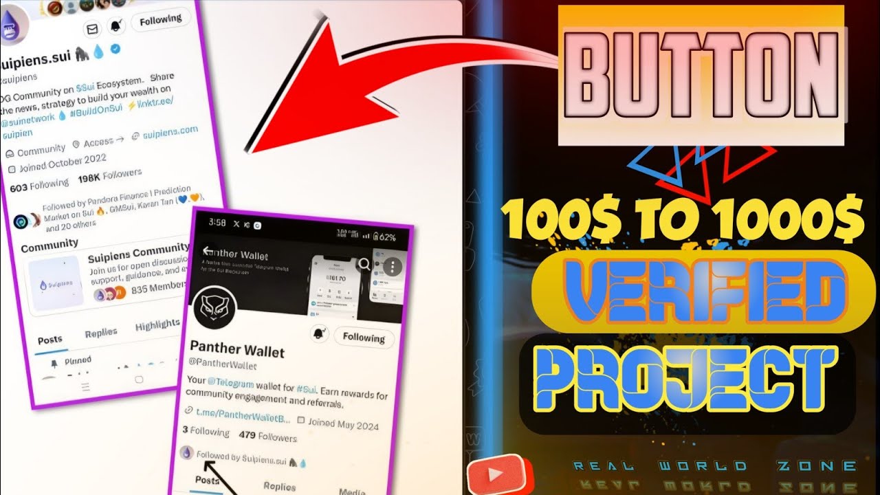 Button | New Telegram Mining Project | Real World Zone - YouTube