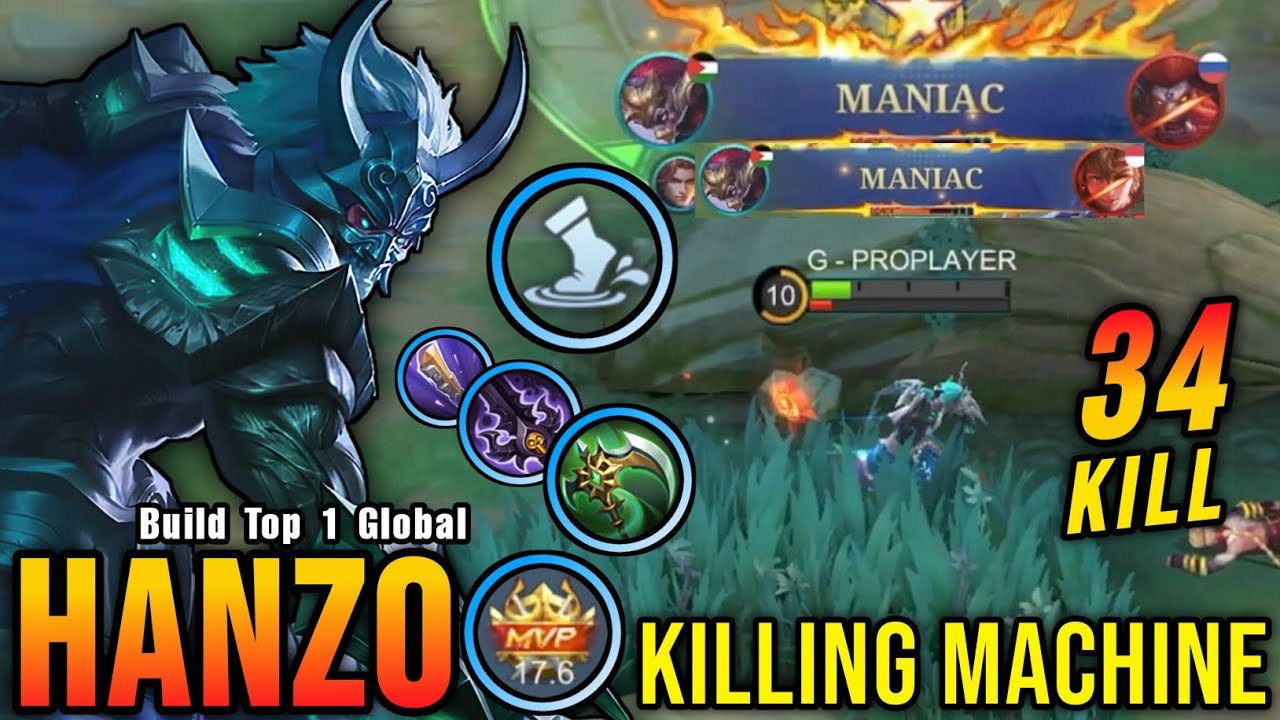 34 Kills + 2x MANIAC!! Killing Machine Hanzo with Trinity Build ...