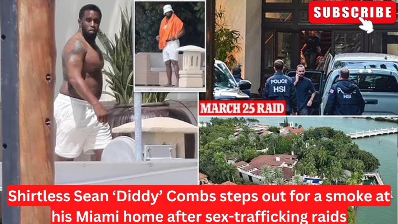 Shirtless Sean ‘Diddy’ Combs steps out for a smoke at his Miami home ...