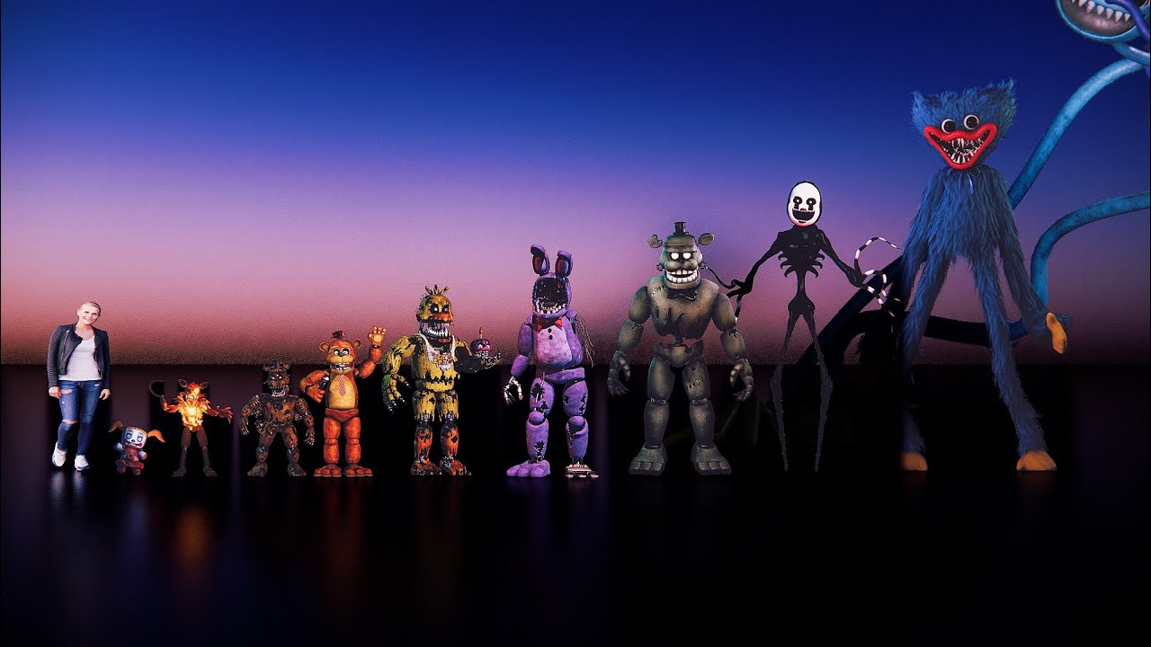 Five Nights at Freddy's characters size comparison - YouTube