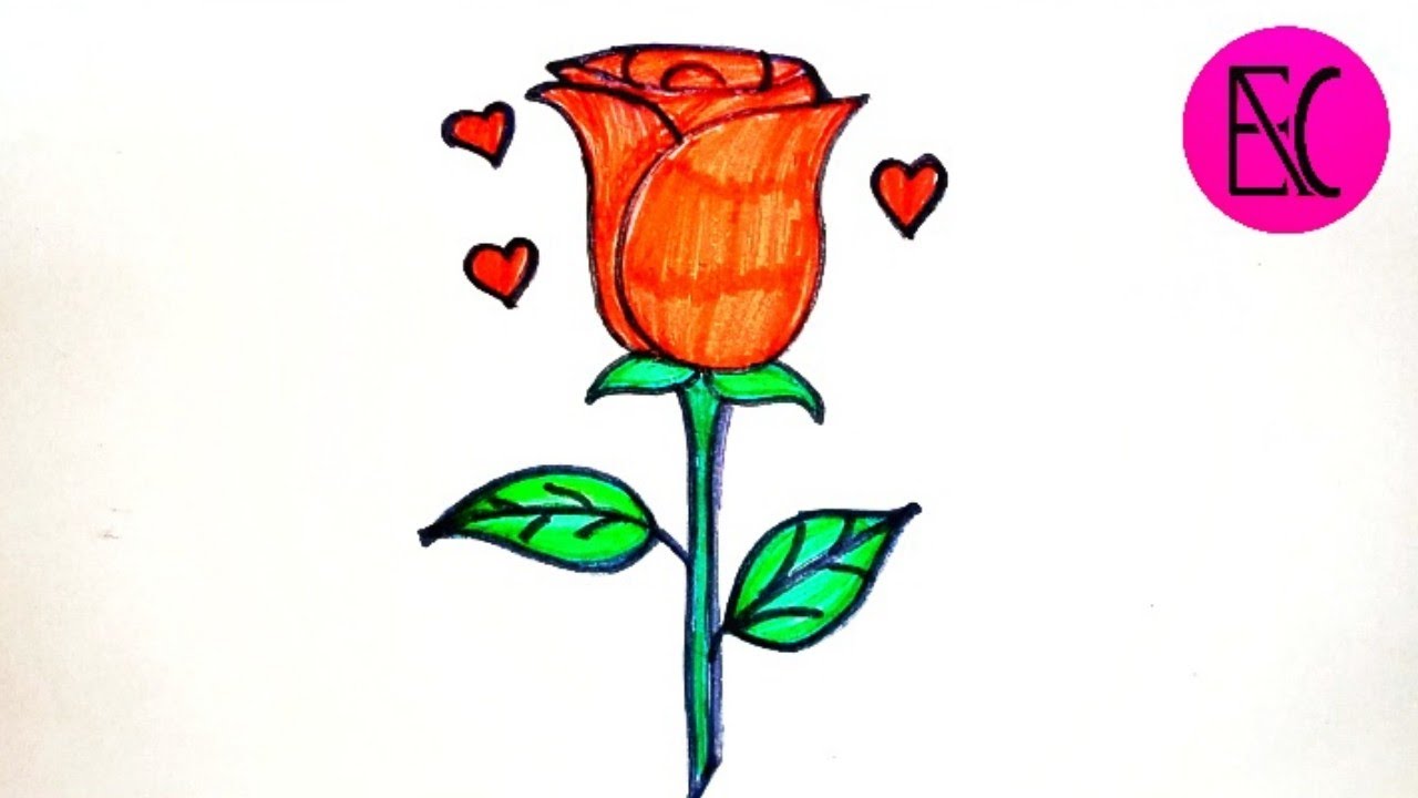 How To Rose Flowers 🌹 Drawing & Coloring Easy For Kids - YouTube