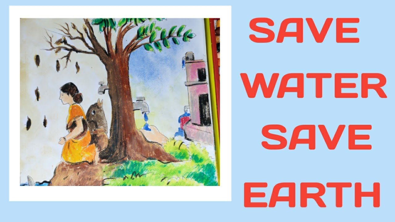 How to draw picture save water save earth//save water save earth ...