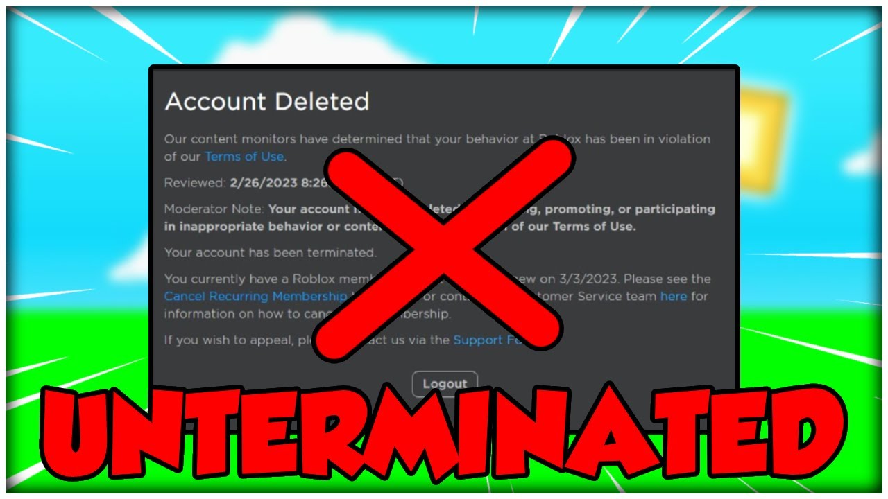 I GOT UN-TERMINATED BY ROBLOX!!! - YouTube