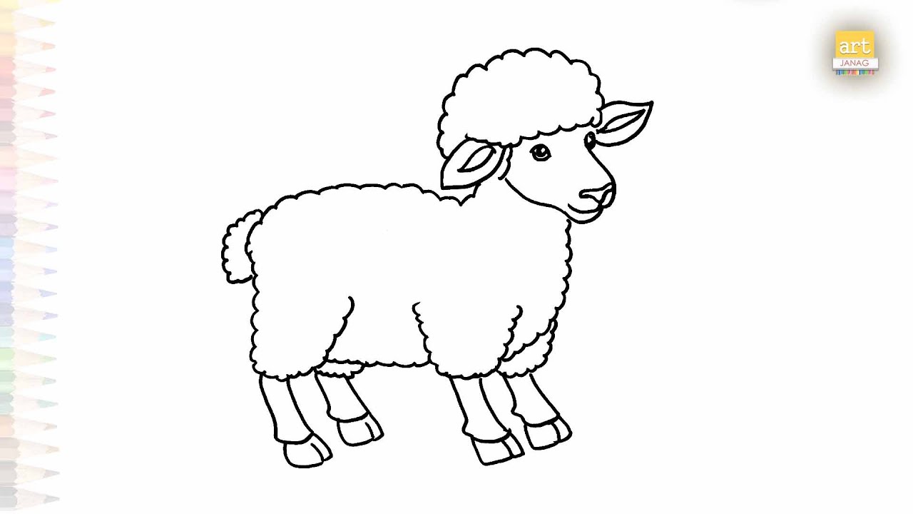 Woolly sheep drawing easy | Animal drawing tutorial | How to draw A ...