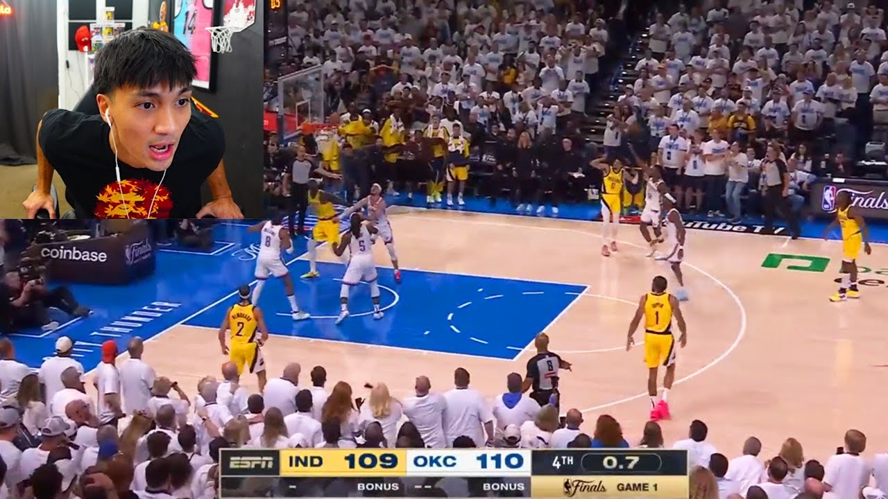 INSANE ENDING TO NBA FINALS GAME 1 LIVE REACTION! Indiana Pacers VS OKC ...
