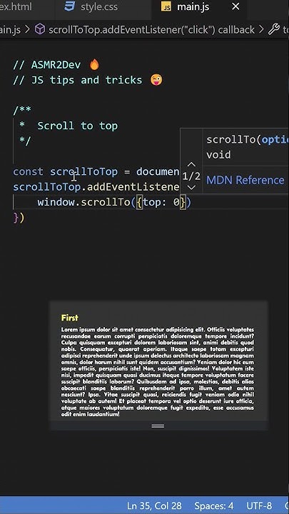 Asmr Programming Back To Top Scroll To Top Using Html5 Css And Javascript No Talking