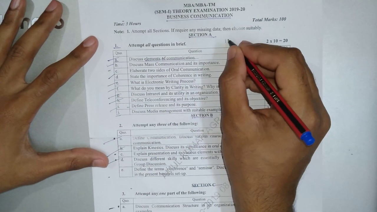 Business communication/MBA/ Question paper/AKTU/2019-2020/1st year/Some ...