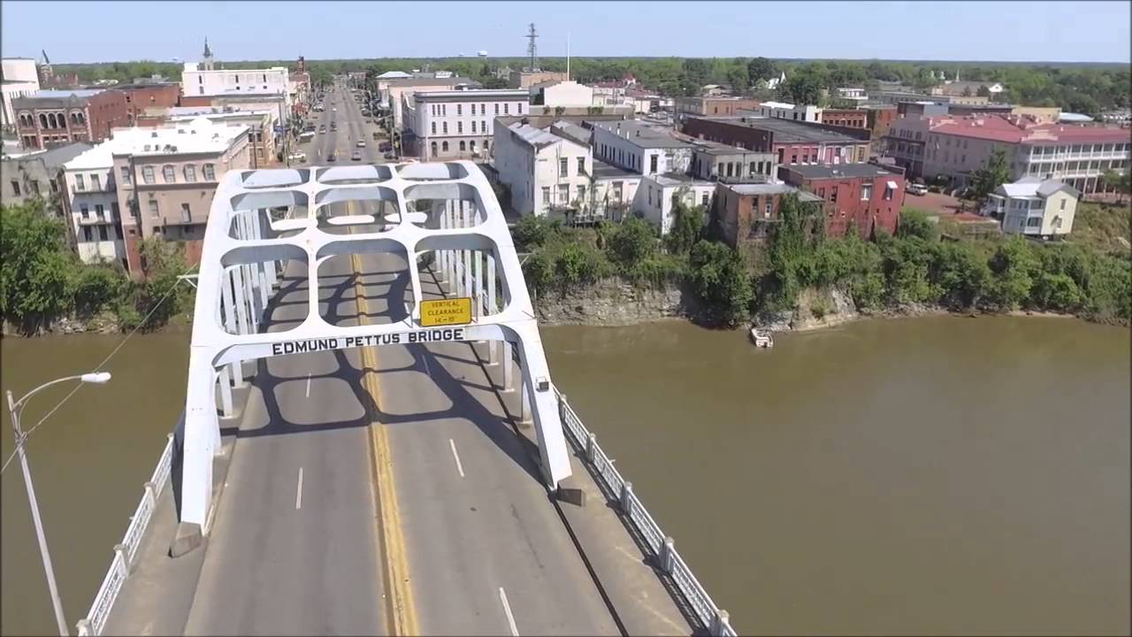 Aerial view Edmund Pettus Bridge Selma, Alabama DJI Phantom 3 - YouTube