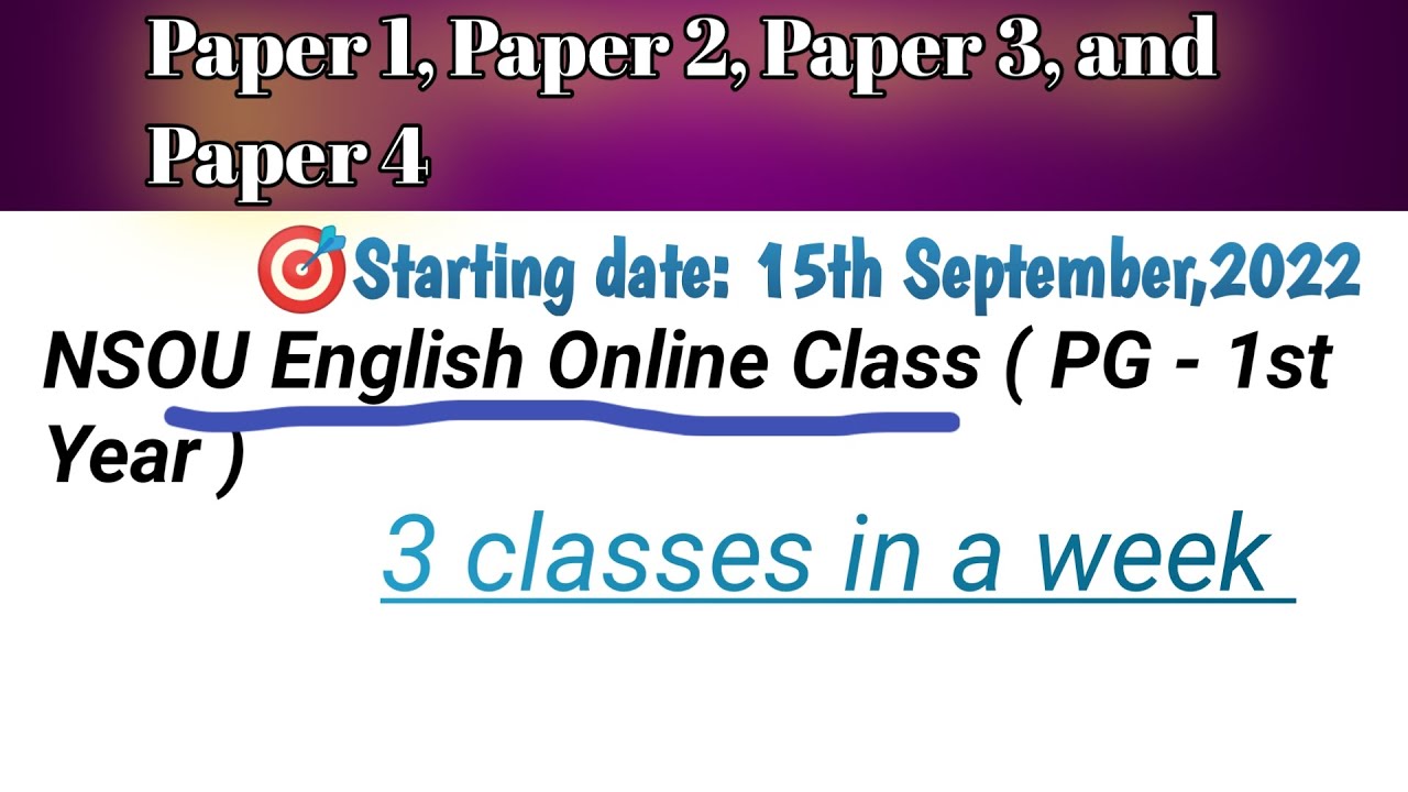 Pg Online Class Netaji Subhas Open University Pg English Class Nsou 7240