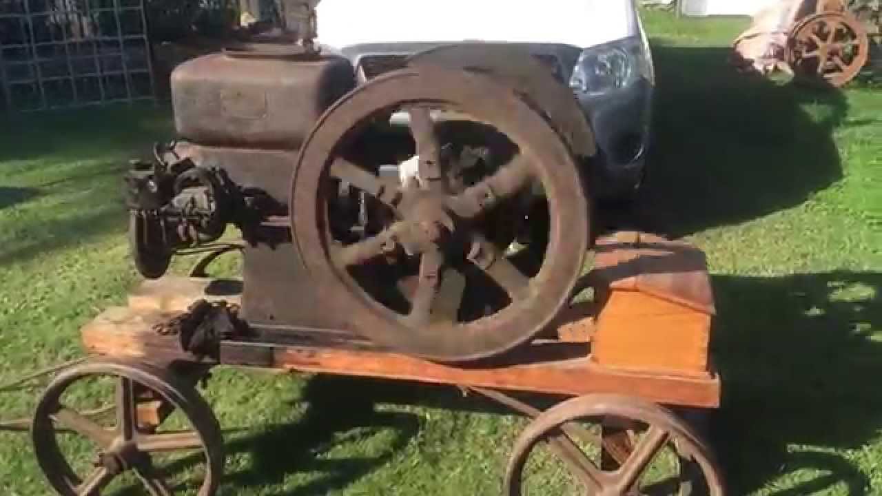 1921 Emu 5 HP Stationary Engine on Transporter - YouTube