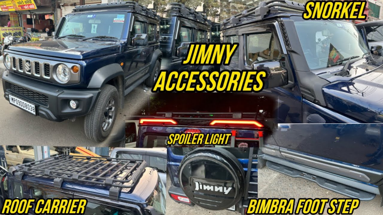 Jimny Modified, Roof Carrier, Spoiler Lights, Foot step, Rear Ladder ...