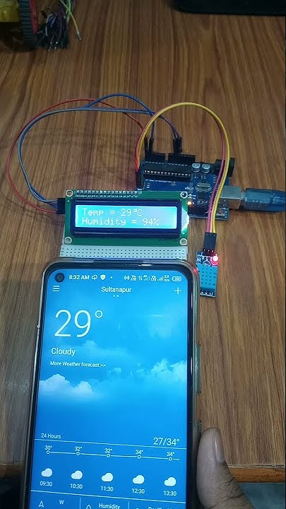 Weather Station using DHT 11, LCD. Arduino uno temperature and Humidity ...
