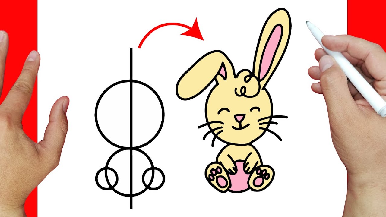 How to draw a cute easter bunny step by step - YouTube