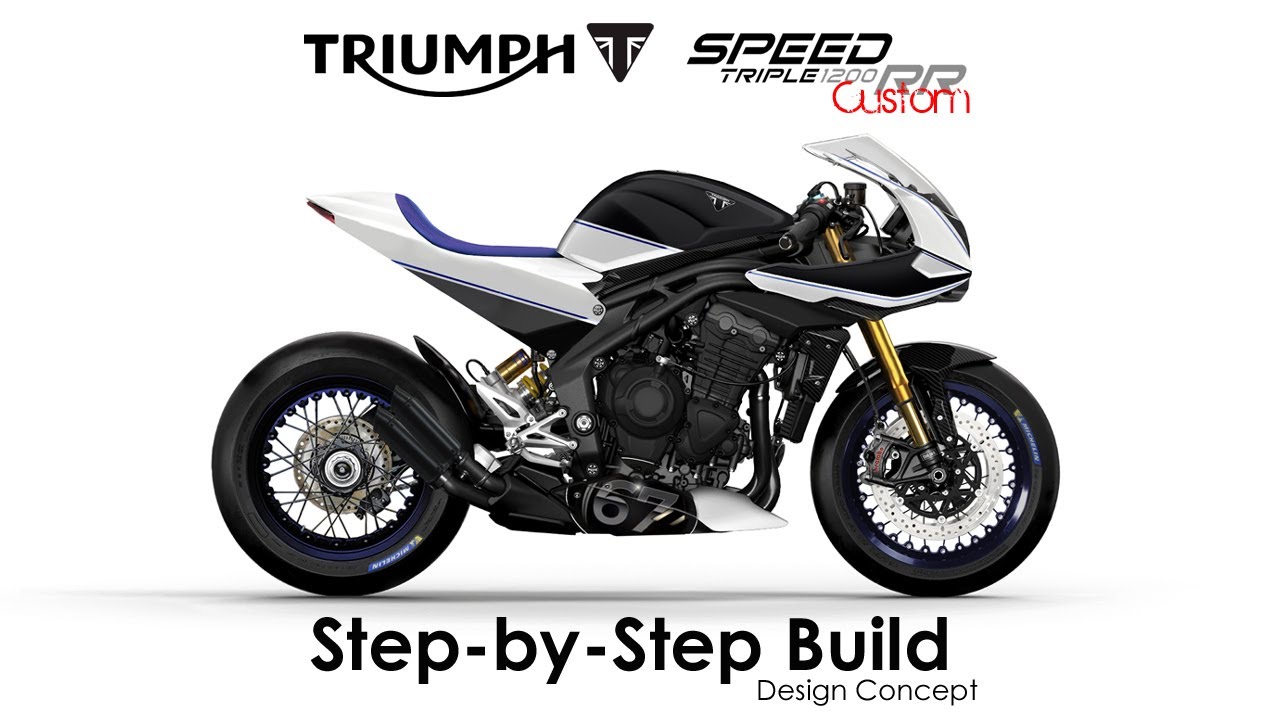 Triumph Speed Triple RR Cafe Race design concept and animated step-by ...