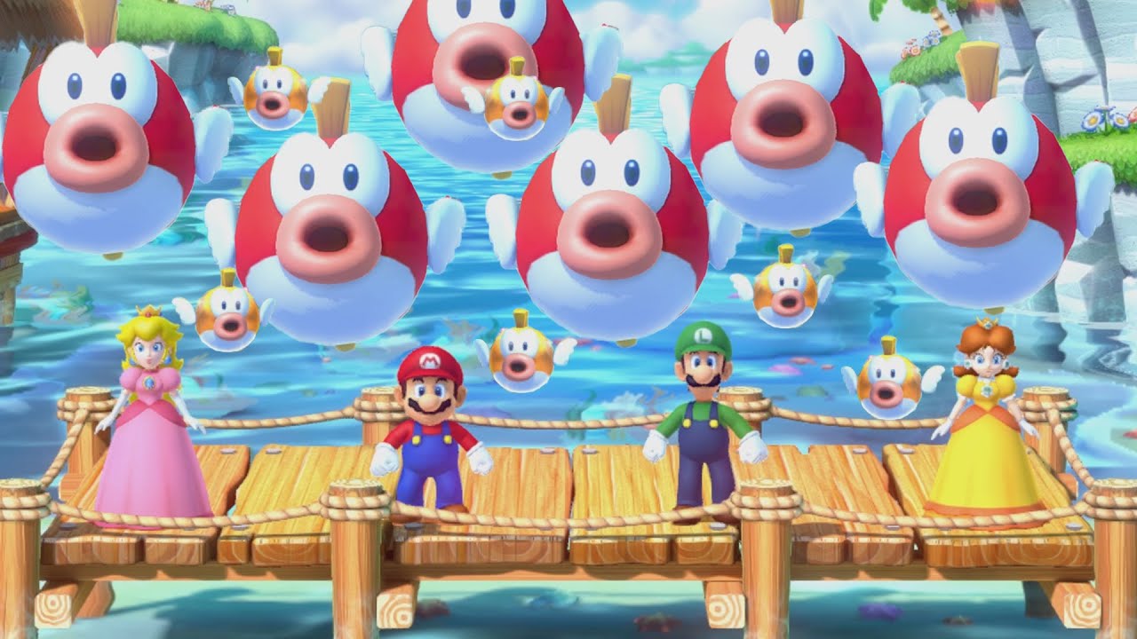 Mario Party 10 - Cheep Cheep Leap - Peach vs Mario vs Luigi vs Daisy ...